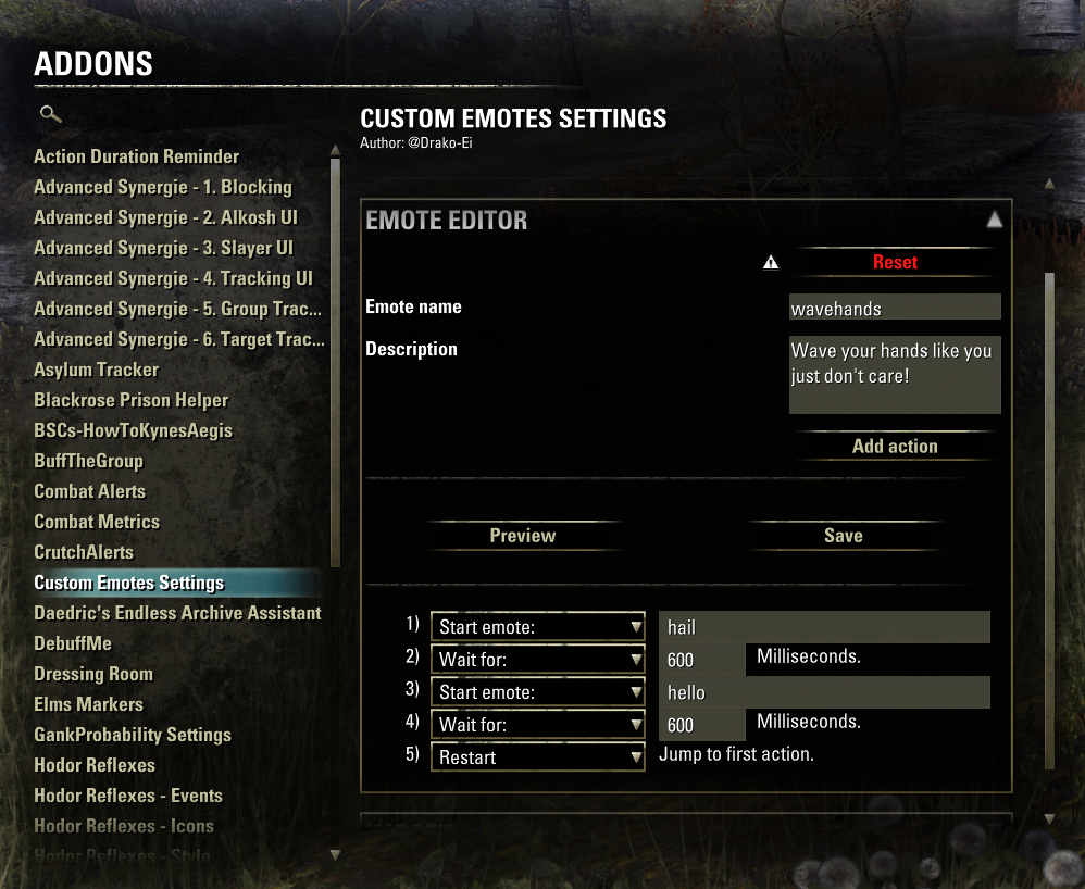 CustomEmotes - Create your own emotes : RolePlay : Elder Scrolls Online ...