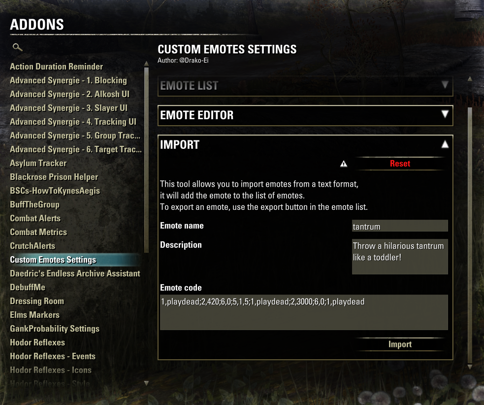 CustomEmotes - Create your own emotes : RolePlay : Elder Scrolls Online ...