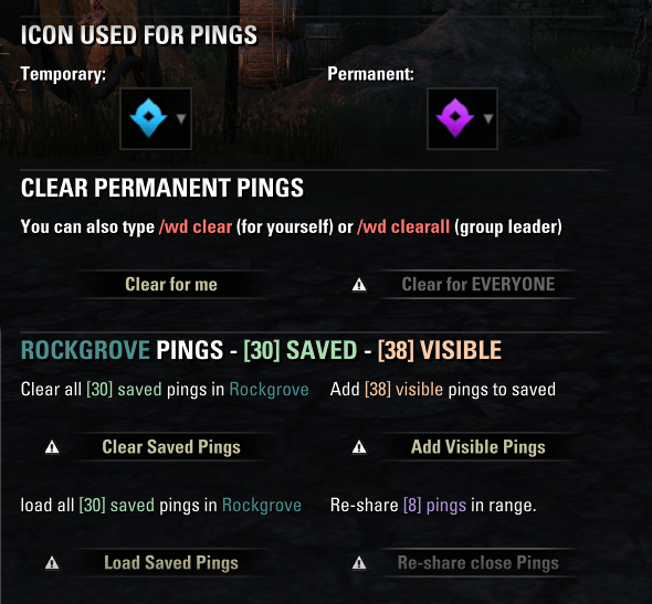 wd's pings : Map, Coords, Compasses : Elder Scrolls Online AddOns
