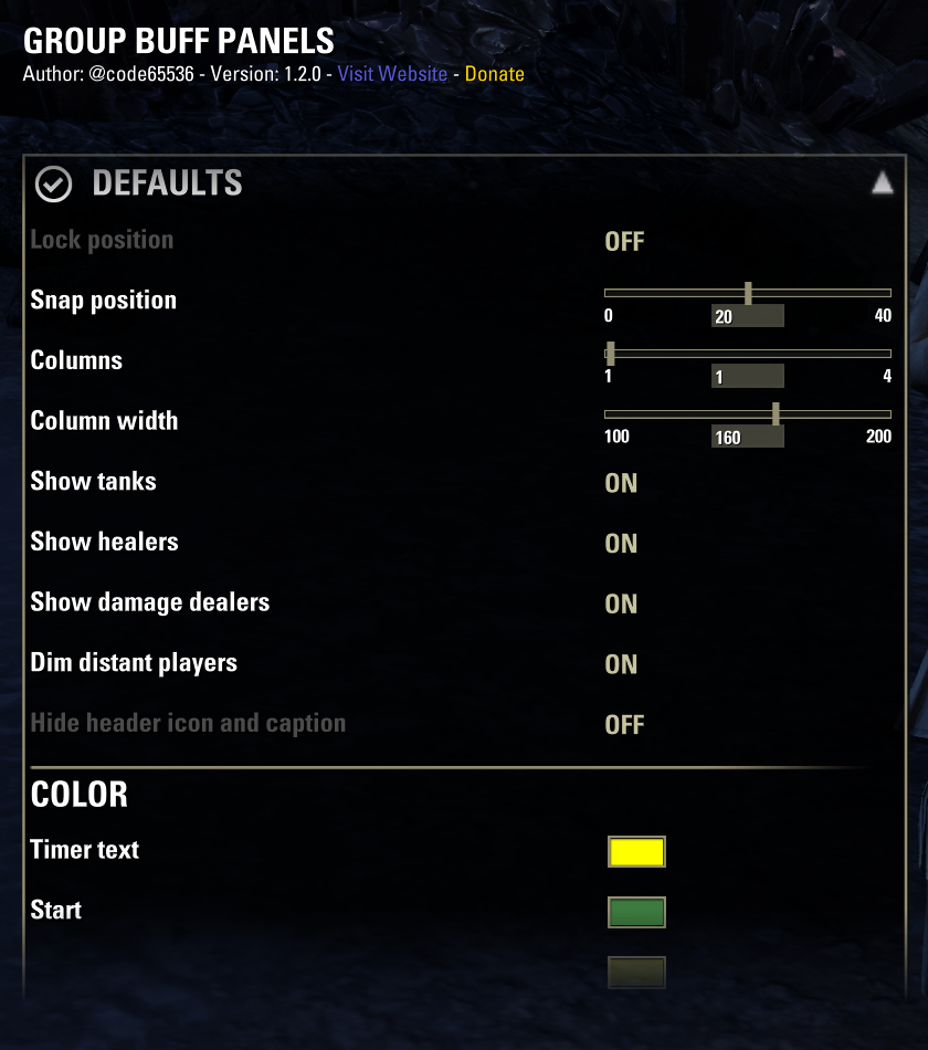 Group Buff Panels : Buff, Debuff, Spell : Elder Scrolls Online AddOns