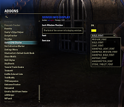 Server Info Display : Info, Plug-in Bars : Elder Scrolls Online AddOns